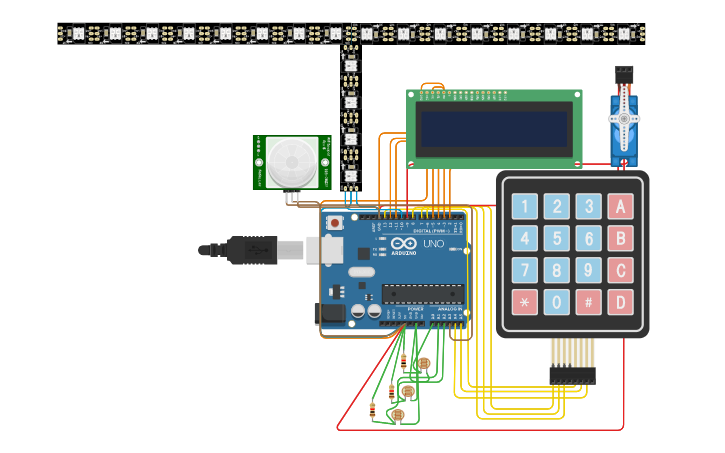 Circuit design Smart Parking lot system - Tinkercad