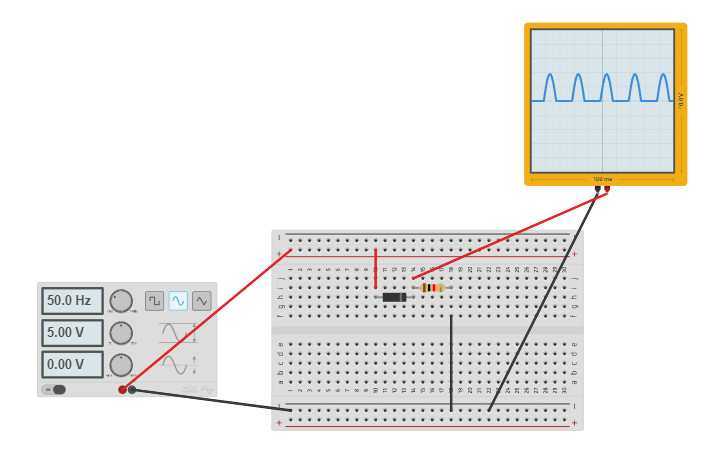 Circuit design Half wave rectifier - Tinkercad