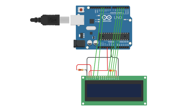 Circuit design Project Nama Menggunakan LCD | Tinkercad