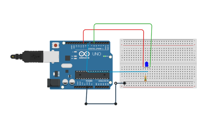 Circuit design LED RGB | Tinkercad