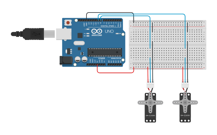 Circuit Design Circuito Con 2 Servos Tinkercad