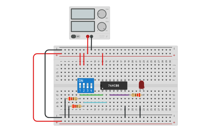 Circuit design COMPUERTA AND - Tinkercad