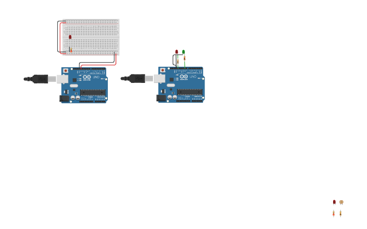 Circuit design _U24 Blinking LEDs - single and a pair | Tinkercad
