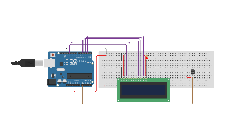 Circuit design DIGITAL THERMOMETER | Tinkercad