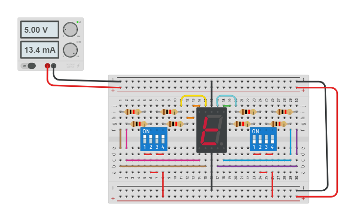 Circuit design LED NUMÉRICO EX1 - Tinkercad
