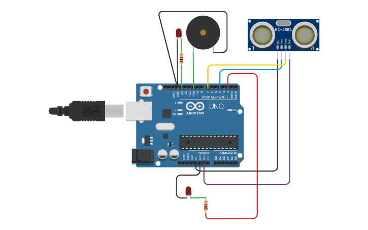 Circuit design collision detection warning system - Tinkercad