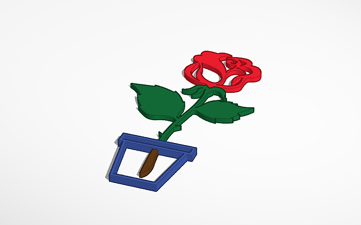 3D design 2D Rose with Pot - Tinkercad