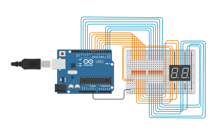 Circuit design 7 segment - Tinkercad