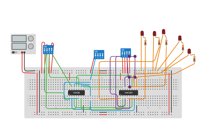 Circuit Design 4bit Adder Subtractor Tinkercad