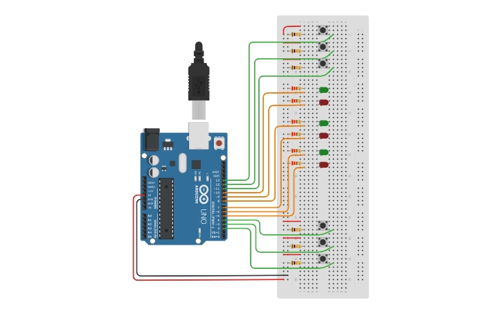 Circuit design quizschakeling 2 klaar - Tinkercad
