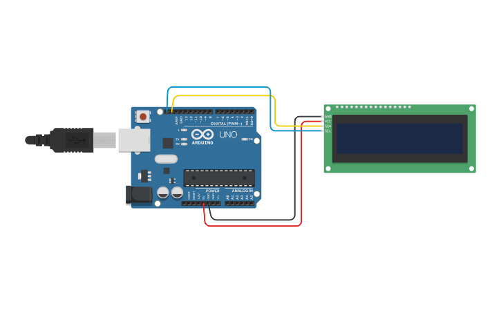 Circuit design LCD + I2C - Tinkercad