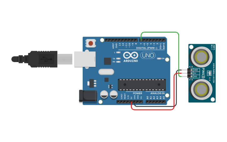 Circuit design Experiment #5- Ultrasonic Sensor - Ping))) | Tinkercad