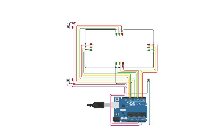 Circuit design TRAFFIC SIGNAL CONTROLLER - Tinkercad