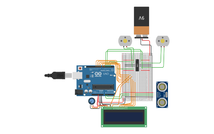 Circuit design Obstacle Avoidance Robot | Tinkercad