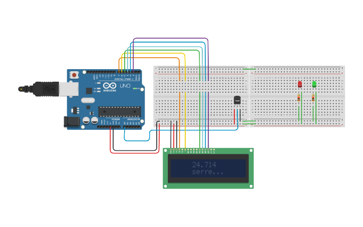 Circuit design capteur temperature | Tinkercad