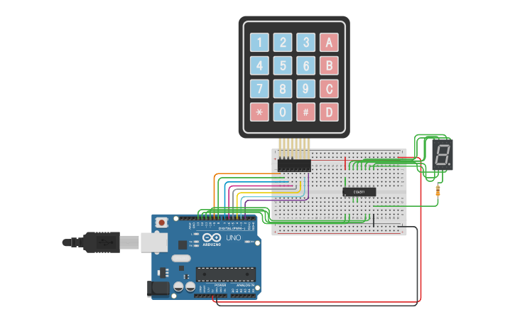 Circuit Design Copy Of Using Keypad 4x4 With Arduino Tinkercad