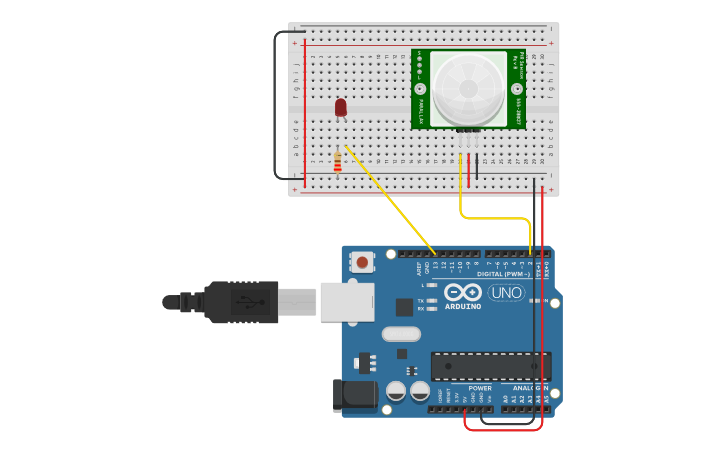 Circuit design Sensor de movimiento. - Tinkercad