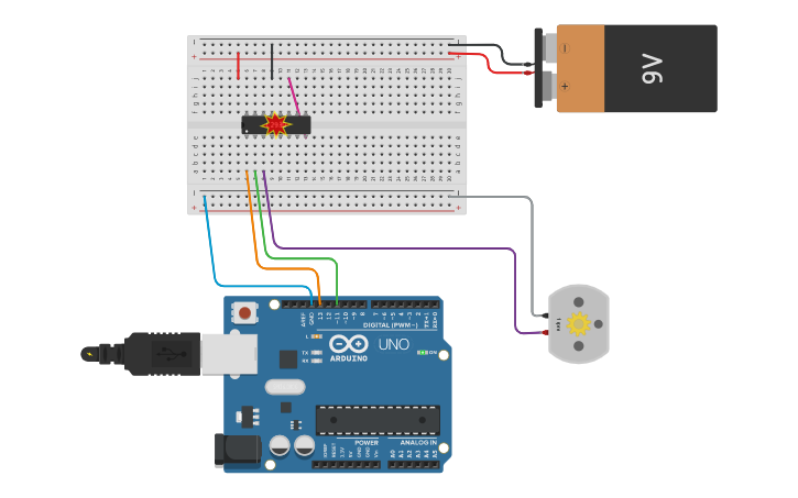 Circuit design L293D - Tinkercad