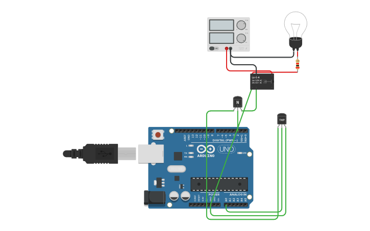 Circuit design Temperature Controller - Tinkercad