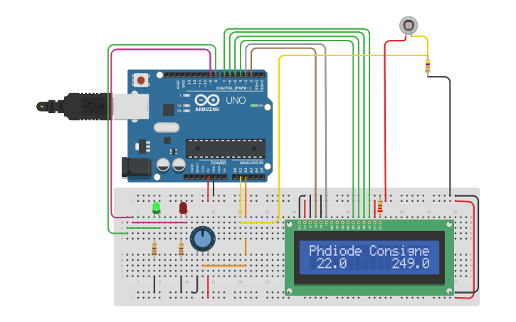 Circuit design Photo diode ajustement - Tinkercad