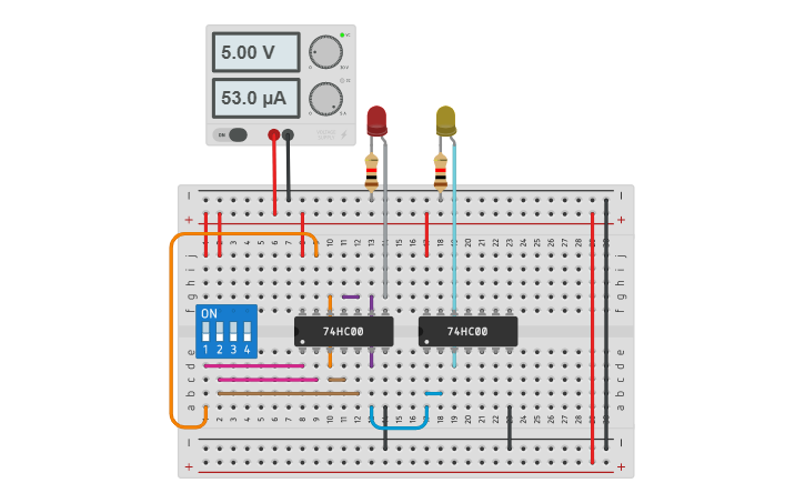 Circuit design Half Subtractor using Nand Gates Only | Tinkercad