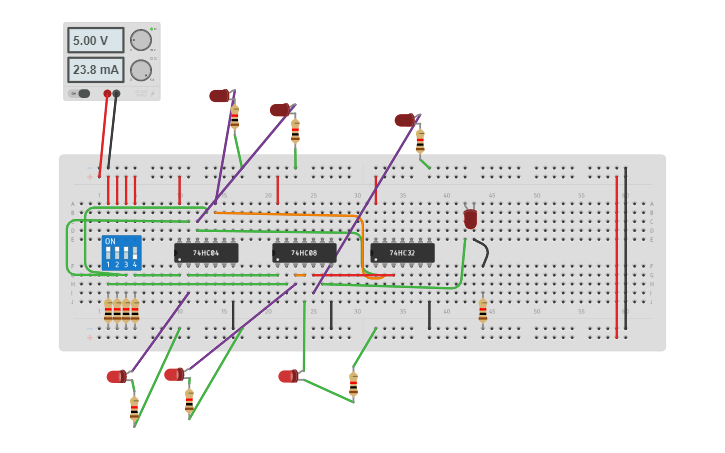 Circuit design Practica 2 - Segunda Ley de Morgan - Tinkercad
