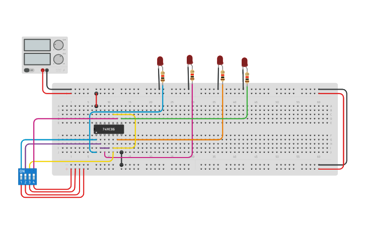 Circuit design Binary To Gray Converter | Tinkercad