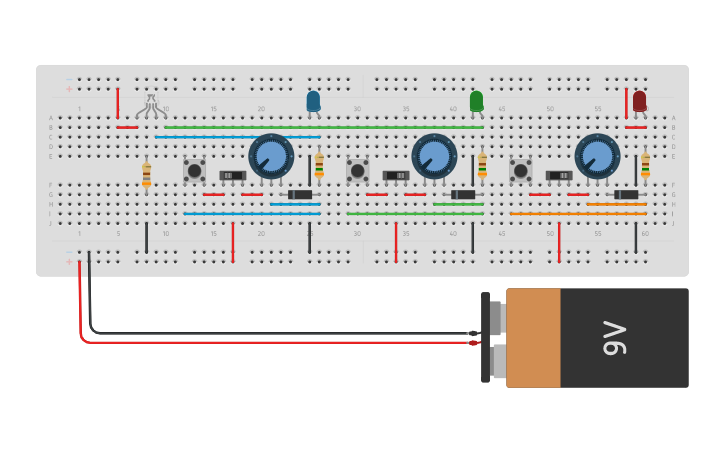 Circuit design 3AAu-Accensione 3 led con modulazione RGB - Mattia Sorgiovanni - Tinkercad