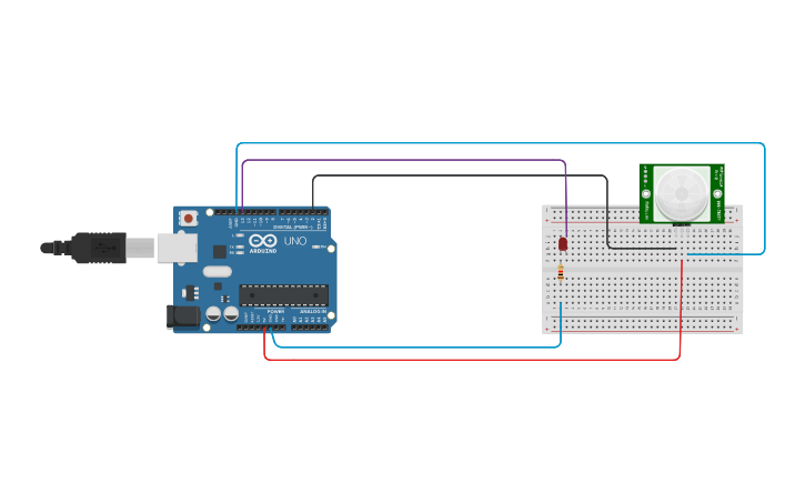 Circuit design Maqueta Sensor de movimiento - Tinkercad