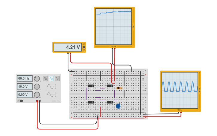 Circuit Design Penyearah Gelombang Penuh Dengan Dioda Bridge Dan