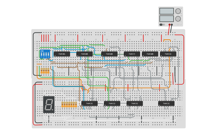 Circuit design Display 7 Segmentos | Tinkercad