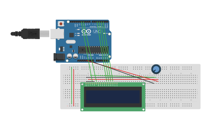 Circuit design LCD - Tinkercad