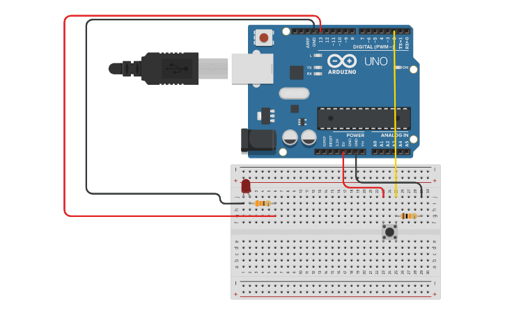 Circuit design SAnD A04- Morse Code Beacon with Button | Tinkercad