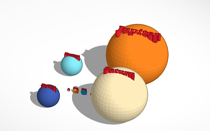 3D design Scale planet models - Tinkercad