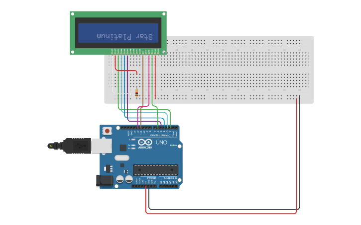 Circuit design LCD Modul 2 - Tinkercad