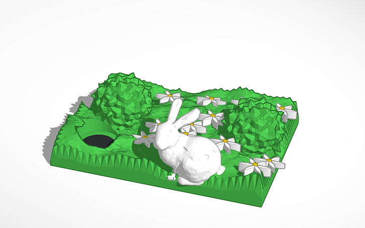3D design spring bunny and hole - Tinkercad