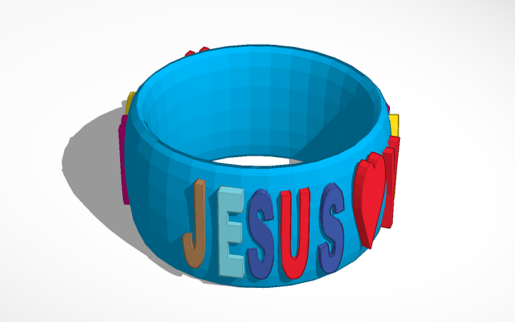 3D design "Jesus love you" ring | Tinkercad