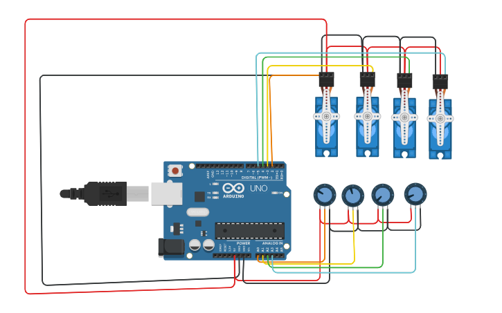 Circuit Design Robotic Arm Arduino Tinkercad