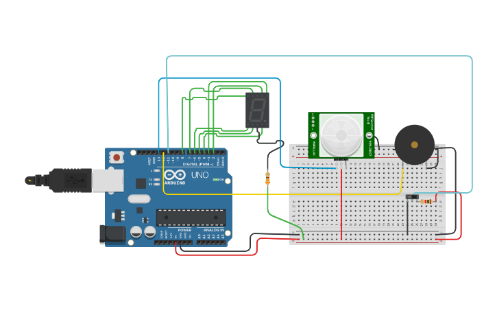 Circuit design Sistema Alarme | Tinkercad