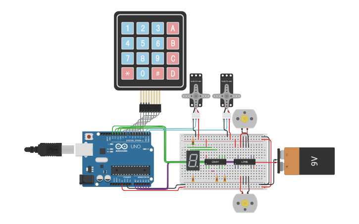 Circuit design Elevator using Arduino - Tinkercad