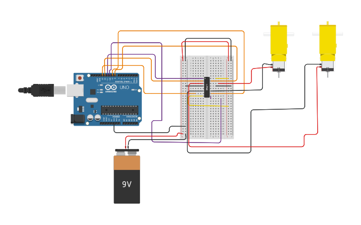 Circuit design 11d project : Line Follower Vehicle Circuit - Tinkercad