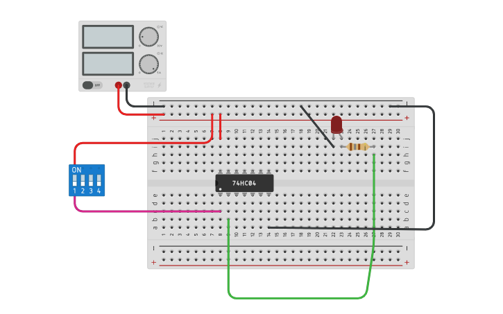 Circuit design NOT Gate - Tinkercad