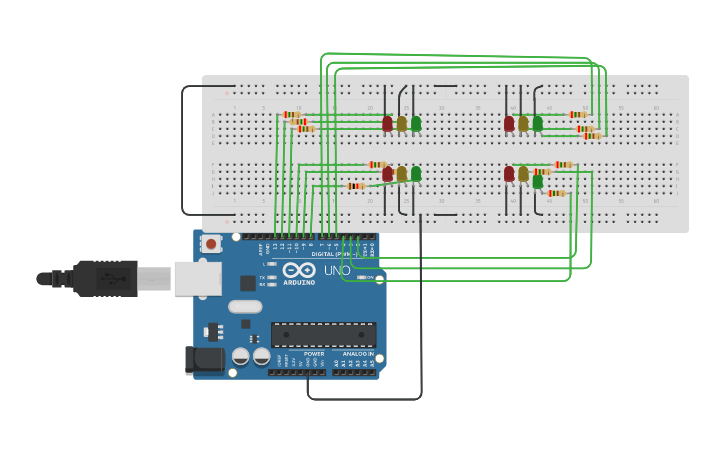 Circuit design TRAFFIC SIGNALS | Tinkercad