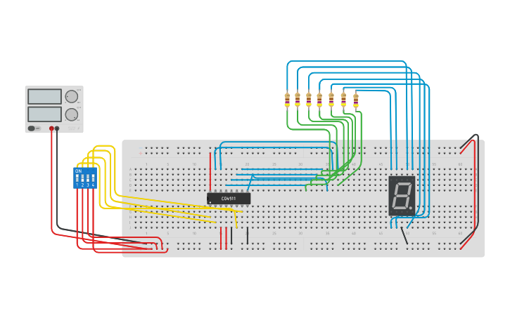 Circuit design B119042 BCD to 7 Segment Display | Tinkercad