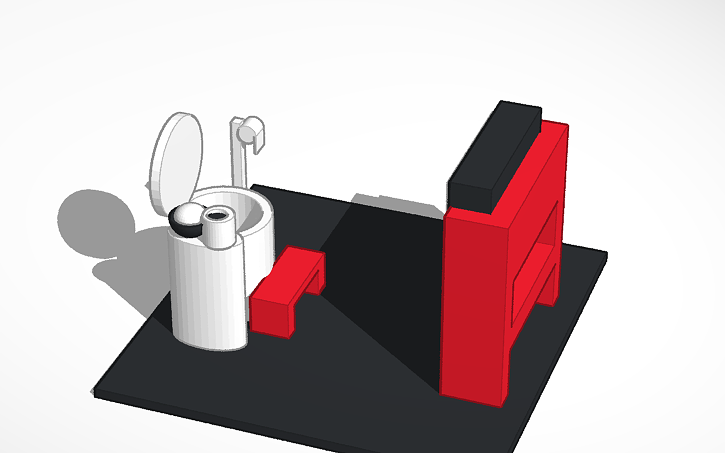 3D design wc met tv, cola en popcorn | Tinkercad