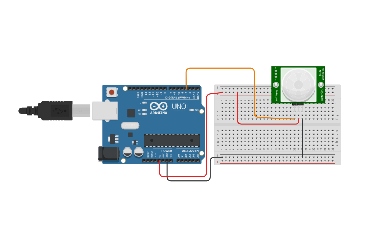 Circuit design Passive Infrared sensor - Tinkercad