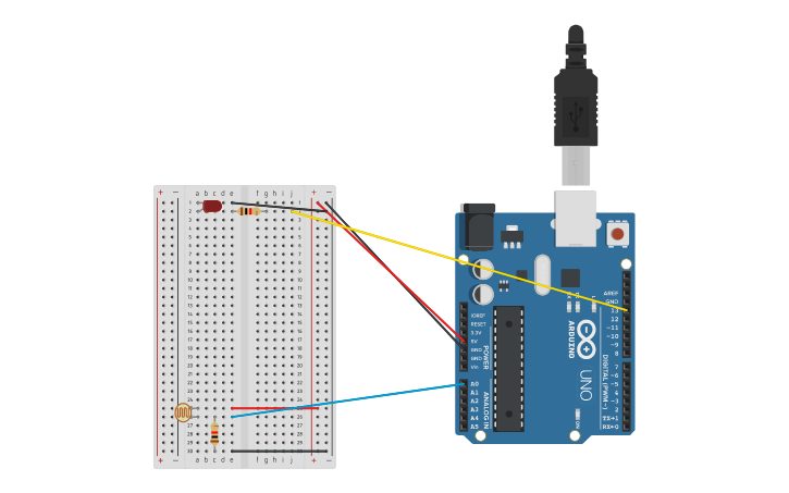 Circuit design 1C: Photoresistor - Tinkercad