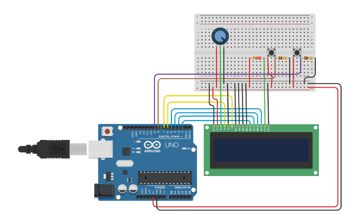 Circuit design LCD COUNTER UP&DOWN - Tinkercad