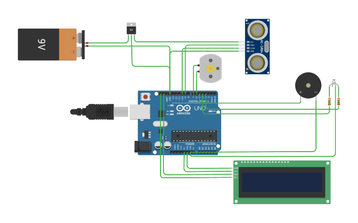 Circuit design Water level regulator - Tinkercad
