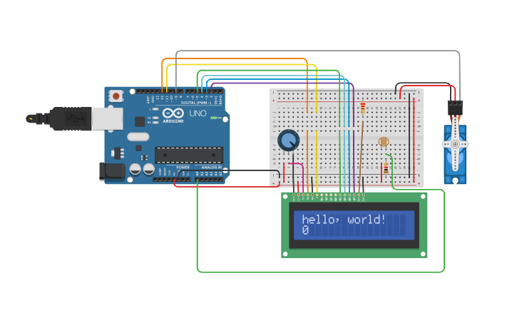 Circuit Design Sistem Robot Buka Tutup Jendela Otomatis Tinkercad